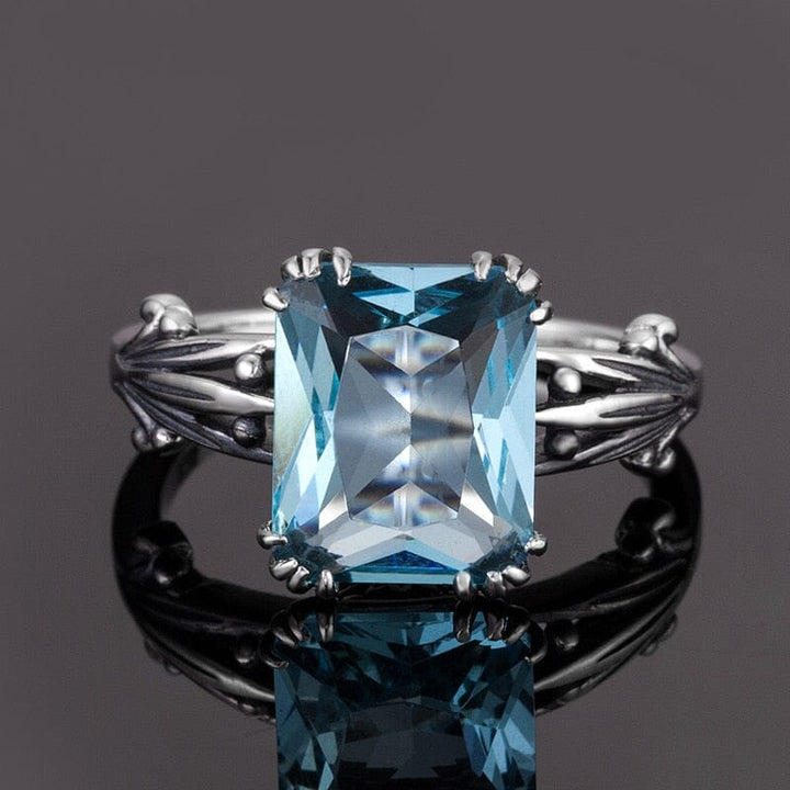 Vintage Square Aquamarine Ring - 925 Sterling Silver – AtPerry's ...