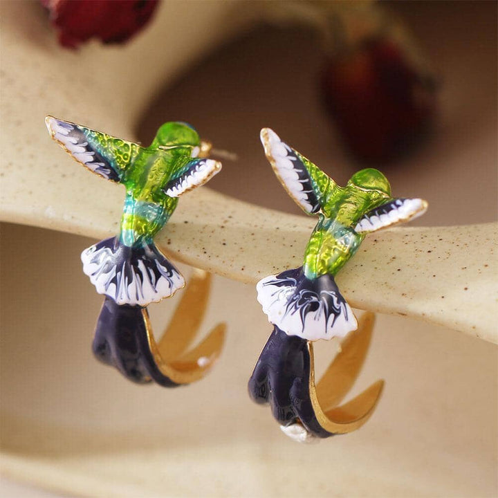 Creative Cute Flying Hummingbird Stud Earrings – AtPerry's Healing Crystals