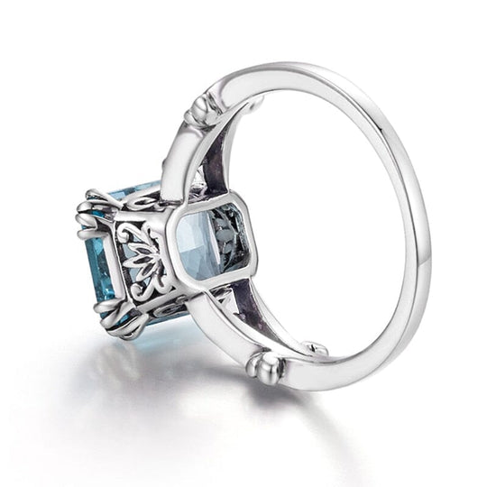 Vintage Square Aquamarine Ring - 925 Sterling Silver – AtPerry's ...