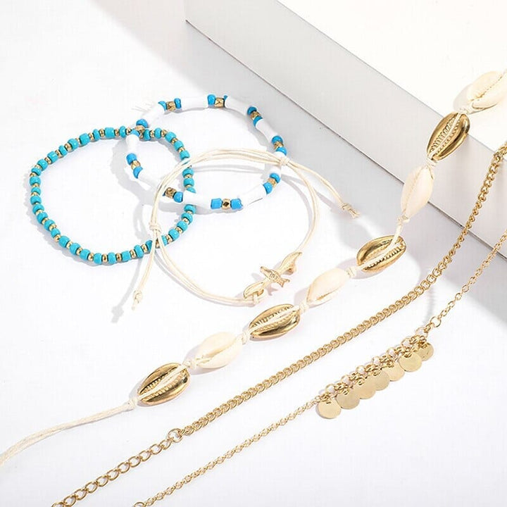 4/6pcs/set Boho Puka Shells Multilayer Anklets – AtPerry's Healing Crystals
