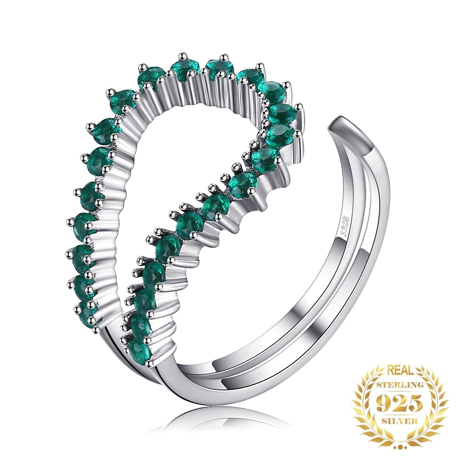 Open Ring with Emerald Gemstones - 925 Sterling Silver – AtPerry's ...