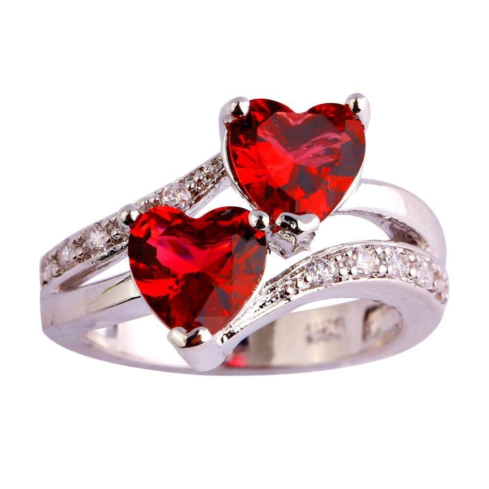 Red Ruby Spinel Double Heart Design Ring – AtPerry's Healing Crystals