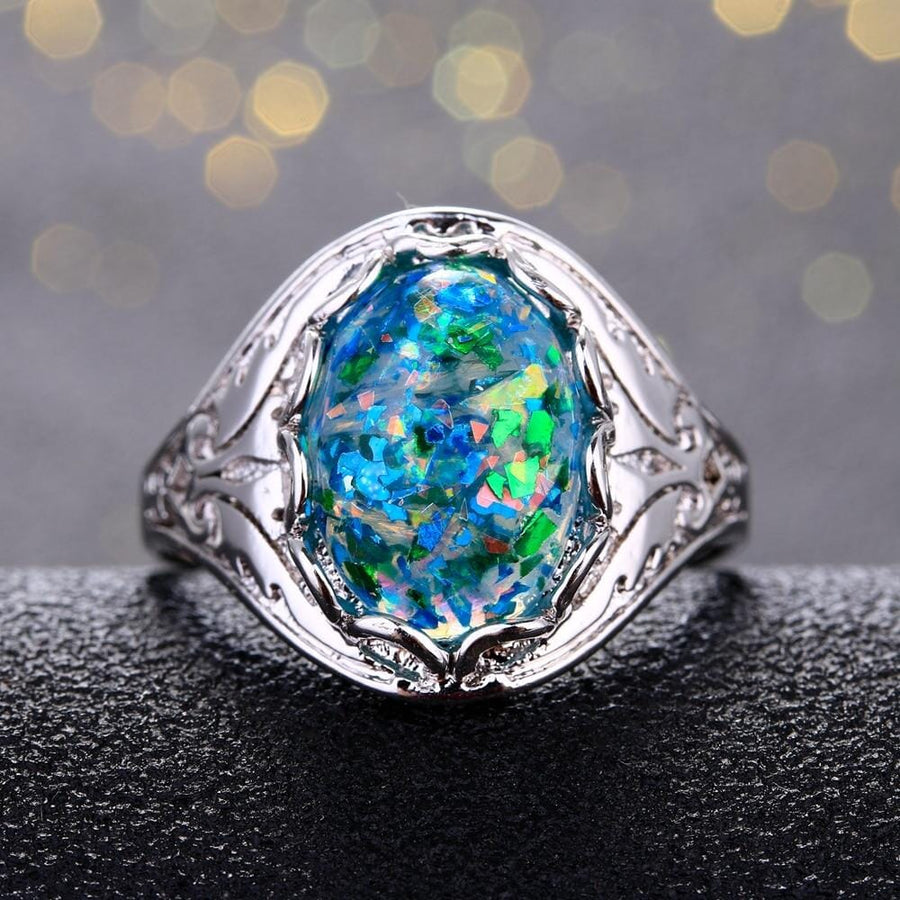 Classy Opal Ring- 925 Sterling Silver – AtPerry's Healing Crystals