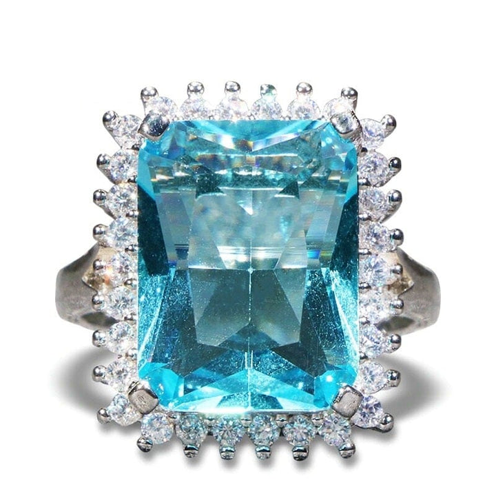 Huge Rectangle Aquamarine Ring - 925 Sterling Silver – AtPerry's ...