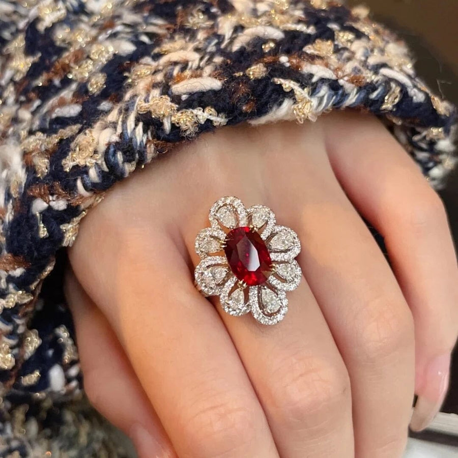 Bright Luxurious Floral Ruby Ring – AtPerry's Healing Crystals