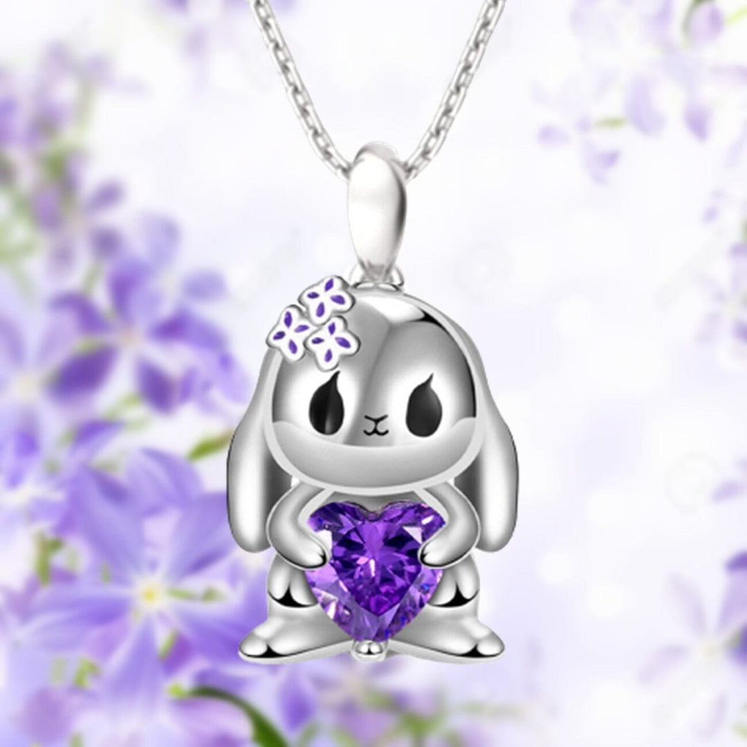 Cute Heart-shaped Purple Crystal Bunny Pendant Necklace – AtPerry's ...