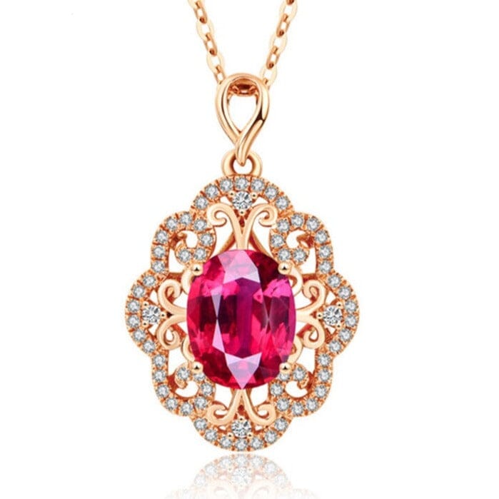 Luxury Ruby Gemstone Rose Gold Necklace - 925 Sterling Silver – AtPerry ...