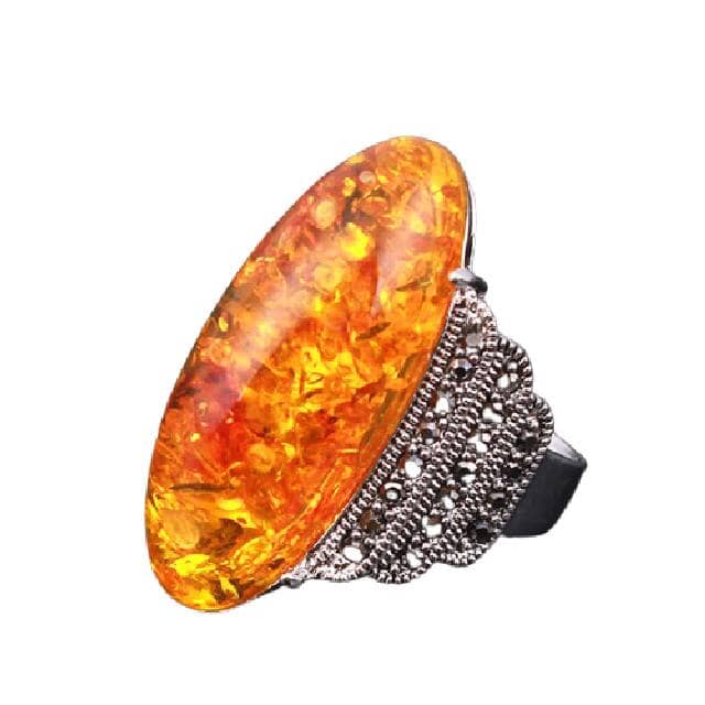 Gold Big Amber Ring AtPerrys amber – AtPerry's Healing Crystals