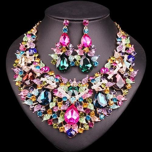Indian Multi Jewelry Set with Necklace and Earrings – AtPerry's Healing ...