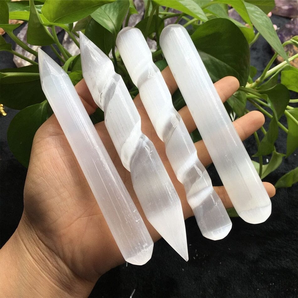Natural Selenite Acupoint Massage Wand – AtPerry's Healing Crystals